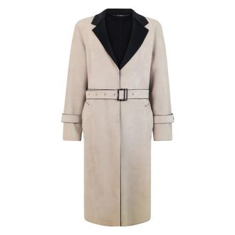 Moorer Eleganter langer Mantel mit Kontrastkragen - - Coats - Damen - Beige - S