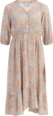 Usha Midikleid Damen Blau Mehrfarbig