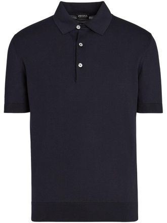 Ermenegildo Zegna polo en coton à bords nervurés - Bleu