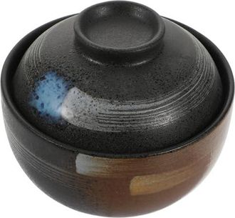 Yarnow Bol en C&eacute;ramique avec Couvercle Traditionnel de Style de Style Bol Ramen Soupe de Nouilles Bol de Riz avec Couvercle (Noir)
