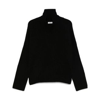 Soft Goat Rundhalspullover - - Knitwear - Damen - Schwarzk - XS