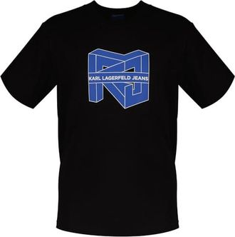 Karl Lagerfeld Karl Lagerfeld Jeans, Homme, T-Shirt À Manches Courtes Avec Logo Cube, Coupe Régulière, Noir, XL