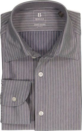 Boggi Milano Herren Hemd blau Jersey gestreift