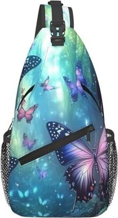 Generic Sac &agrave; dos &agrave; bandouli&egrave;re motif for&ecirc;t papillon pour homme, sac &agrave; dos de randonn&eacute;e pour homme