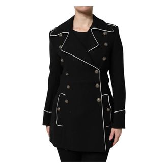 Dolce & Gabbana Schwarzer Woll-Doppelreihiger Blazer - - Jackets - Damen - Schwarzk - M