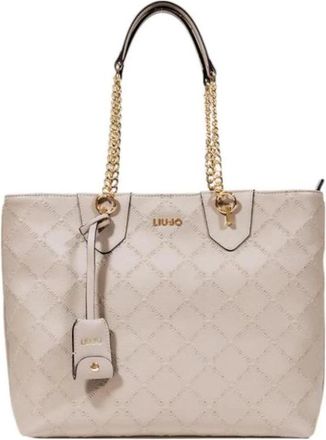Liu Jo Femme, Sacs, Beige, Taille: ONE Size Sac fourre-tout matelass&eacute; avec bandouli&egrave;re cha&icirc;ne