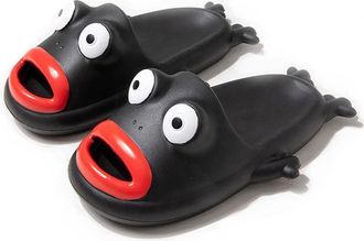 Corimori Frosch Badelatschen Damen & Herren - rutschfeste Hausschuhe mit ultraweicher Eva-Sohle - Gr. 36-45, Schwarz, EU Schuhgr&ouml;&szlig;ensystem, Erwachsene, Numeris