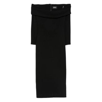 Solace London Schwarzes Off-Shoulder Kleid mit Langen &Auml;rmeln - - Dresses - Damen - Schwarzk - XS