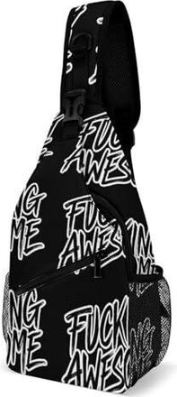 Generic Sacoche Homme Bandouliere Putain de g&eacute;nial noir R&eacute;glable Sac De Poitrine Antivol Crossbody Bag pour Homme &eacute;cole Femme