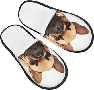 Generic Animal Chien Bouledogue Fran&ccedil;ais Unisexe Chaussons Chaud Slippers Antid&eacute;rapantes Pantoufles Pour Maison Hiver Ext&eacute;rieur M