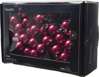 Kaemingk Weihnachtskugeln am Draht Glas 2cm x 144 St&uuml;ck Spiegelbeeren gl&auml;nzend - kleine Dekokugeln - Christbaumschmuck & Weihnachtsdeko - Beere - Granatapfel