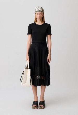 Claudie Pierlot Robe midi Twist bi-mati&egrave;re noire