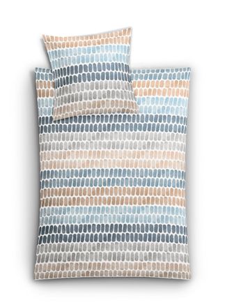 Kleine Wolke Bettw&auml;sche Solid Mako-Satin Sand-beige-blau Gr&ouml;&szlig;e 1x 135x200 cm + 1x 80x80 cm