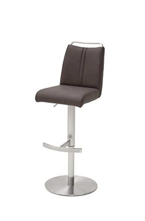 Robas Lund Barhocker Braun Nubuklederoptik drehbar 360&deg;, Barstuhl h&ouml;henverstellbar, Giulia A
