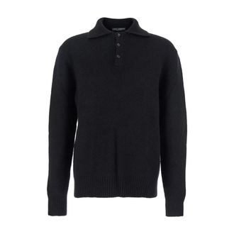 Dolce & Gabbana Polo Kragen Wollpullover - - Knitwear - Herren - Schwarzk - XL