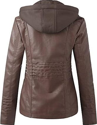 Generic Vestes pour femmes 2026 de couleur unie &agrave; capuche et poche zipp&eacute;e &agrave; manches longues coupe ajust&eacute;e manteau de moto veste de motard punk v&ecirc;tements dext&eacute;