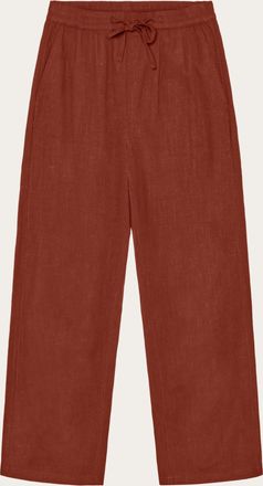 Knowledge Cotton Apparel Damen vegan Hose Posey Wide Satin Burnt Brick