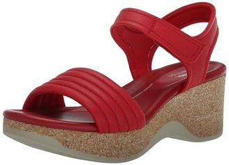 Clarks Sandales compens&eacute;es Chelseah Gem pour femme, cuir rouge, 38.5 EU