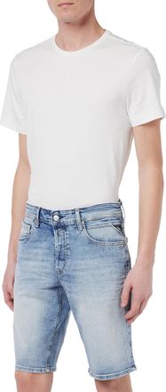 Replay Herren Jeans Shorts Grover Straight-Fit Bio, Light Blue 010 (Blau), 28W