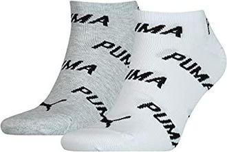 Puma Puma Sneaker Chaussettes, Blanc/Gris/Noir, 39/42 (Lot de 2) Unisexe