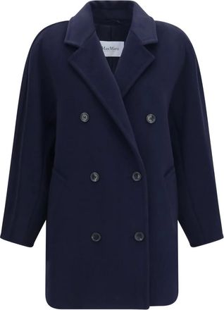 Max Mara Rebus Double-Breasted Jacket - Femme - Manteaux - Bleu - Taille: 38 FR