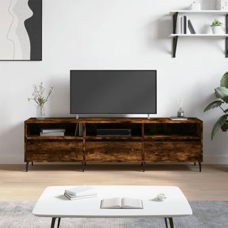 Festnight TV Schrank 150 cm TV lowboard Holz TV Sideboard Wohnzimmer Fernsehtisch Fernsehschrank Mit Schr&auml;nken -R&auml;uchereiche-150x30x44,5 cm Typ 1