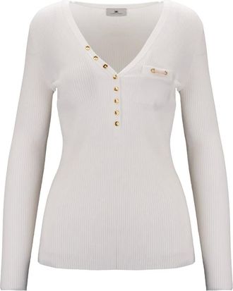 Elisabetta Franchi Femme, Pulls, Blanc, Taille: 46 FR Tricot Sweater