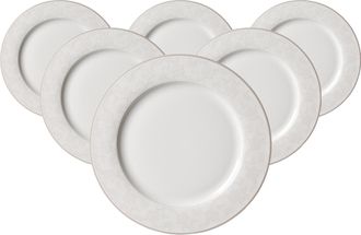 Ritzenhoff & Breker Isabella Speiseteller 27 cm, Runde Essteller mit Floral-Dekor im praktischen 6er Set, Porzellan, Sp&uuml;lmaschinengeeignet, Beige