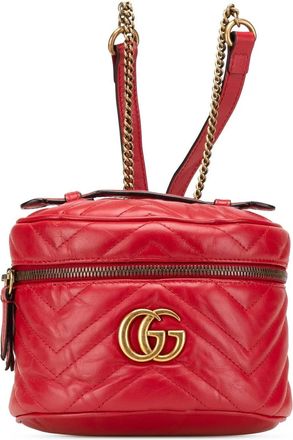 Gucci Rucks&auml;cke - GG Marmont Round Matelasse Leather Backpack - Gr. unisize - in Rot - f&uuml;r Damen