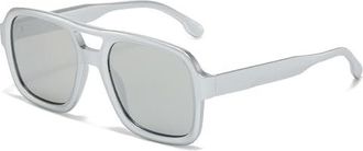 Generic Lunettes De Soleil Carr&eacute;es &Agrave; Grande Monture For Hommes Et Femmes, For Les Vacances En Plein Air La Conduite(Silver)