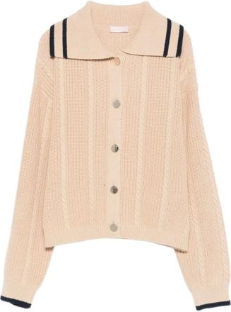 Liu Jo Femme, Pulls, Beige, Taille: 40 FR Cable Knit Cardigan