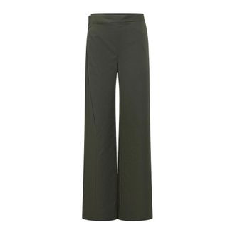 Msgm Msgm - Pantalon en gabardine &agrave; double panneau - Femme - Pantalons - Vert - Taille: 36 FR