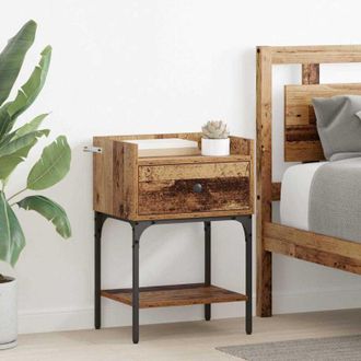 vidaXL Table de chevet avec tiroir 2 pcs Bois ancien 40 x 29 x 60 cm vidaXL