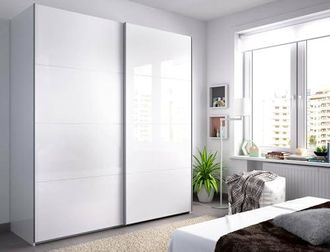 Dmora Garde-Robe 2 Portes Saltoro, Cintre pour Chambre à Coucher, Armoire Polyvalente, 180x65h204 cm, Blanc