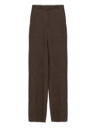Max Mara pantalon en lin &agrave; taille haute - Marron
