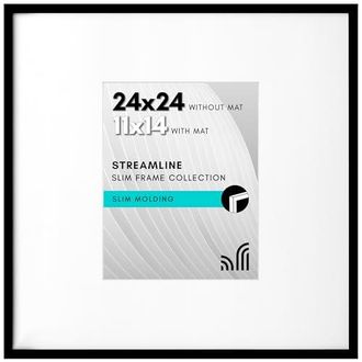 Americanflat Bilderrahmen in Schwarz, 61 x 61 cm, Verwendung als 28 x 35 cm Bilderrahmen mit Passepartout oder 61 x 61 cm ohne Passepartout, dünner Rand, Fotorahme
