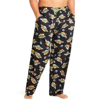 Disney Schlafanzug Hose Herren Freizeithose Lang 100% Baumwolle Jogginghose Teens Männer Pyjamahose mit Kordelzug (3XL, Schwarz Baby Yoda)