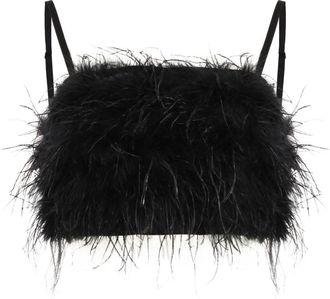 Pinko Salagiochi Top mit Federdetails - - Tops - Damen - Schwarzk - XS