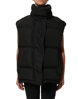 Dolce & Gabbana Womens Black Polyester Sleeveless Padded Men Puffer Jacket Clothing