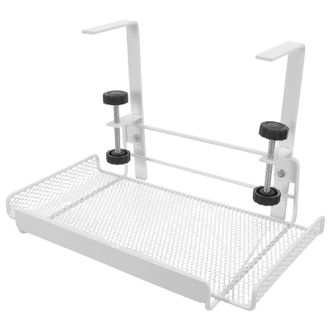 Cabilock Metall Kabelorganizer Untertischregal mit Klemmhalterung Wei&szlig; Gro&szlig;er Aufbewahrungskorb f&uuml;r Schreibtischkabel B&uuml;robedarf und Papier ohne Bohren Vielsei