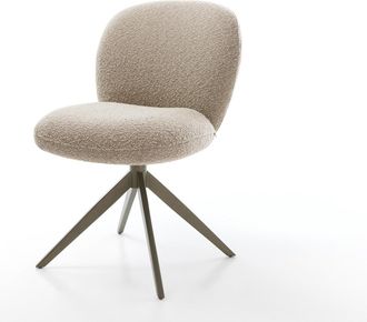 DELIFE Drehstuhl Nube-Flex Boucl&eacute; Schlamm Kreuzgestell breit Effektfinish Titan 360&deg; drehbar Wippfunktion Taschenfederkern, Esszimmerst&uuml;hle