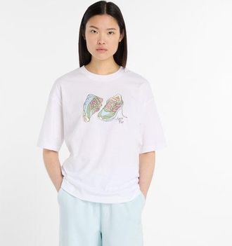 New Balance Damen Apres Run Shoe T-Shirt in Weiß, Baumwolle, Größe XL