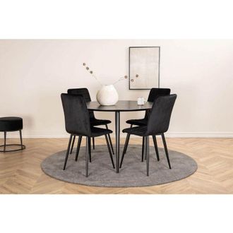ebuy24 Ebuy24 - Dipp&Oslash;115BLBL Essgruppe Esstisch schwarz und 4 Windu Lyx Esszimmerst&uuml;hle Velour schwarz