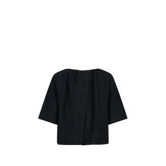 By Malene Birger Blouse dos nu &agrave; d&eacute;tails brod&eacute;s en lin