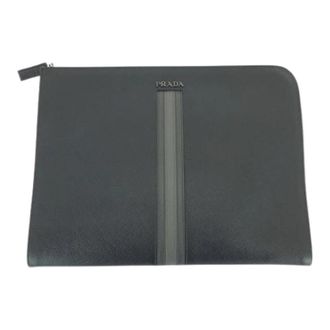 Prada Pre-owned Saffiano Leder L-Zip Clutch - - Pre-owned - Herren - Schwarzk - ONE SIZE