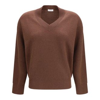 Brunello Cucinelli Pull col en V - Femme - Pulls - Brun - Taille: 42 FR