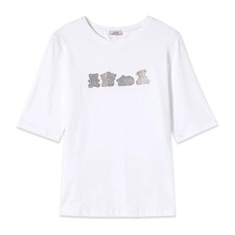 Oltre T-Shirt mit Mikrokristallen - - Tops - Damen - Wei&szlig; - L