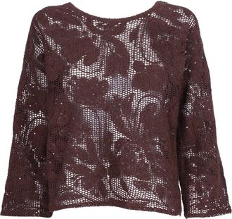 KANGRA Femme, Pulls, Brun, Taille: 40 FR Girocollo Ricamo Cornely + Paillettes