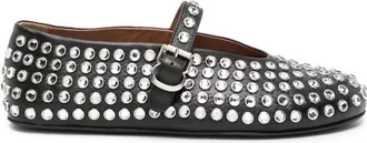 Alaia Crystal-embelished Leather Ballerina Shoes