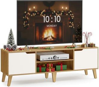 Vasagle TV-Schrank, Lowboard, Fernsehschrank mit Verstellbarer Ablage, f&uuml;r Fernseher bis zu 65 Zoll, 147 cm lang, &Uuml;bergangsstil, Fernsehtisch, Wohnzimmer, nat